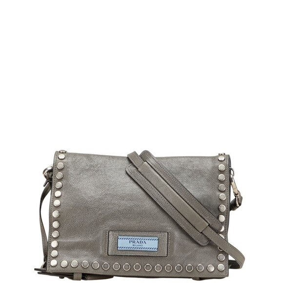 Prada | Bags | Prada Gray Leather Shoulder Bag | Poshmark